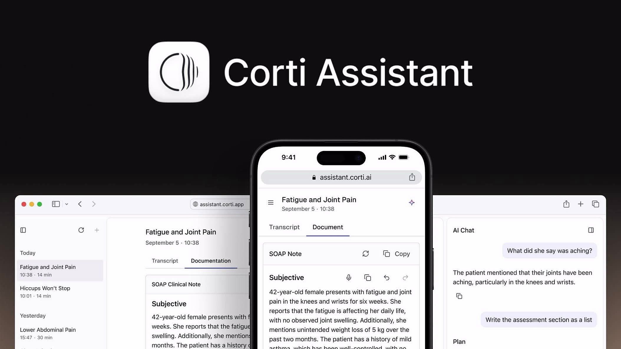 Corti Assistant | KI medizinischer Assistent | Spracherkennung